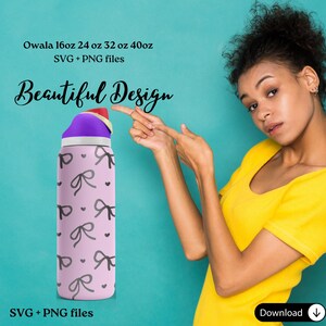 Owala Ribbon Coquette Bow Heart Stanley 16 Oz 24 Oz 32 Oz 40oz Tumbler ...