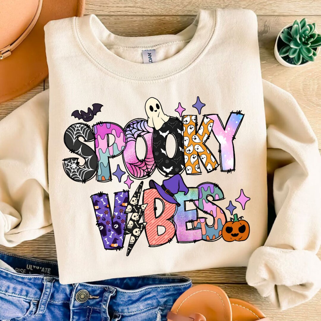 Retro Spooky Vibes Png, Boo Halloween Png, Halloween Vibes, Retro Ghost ...