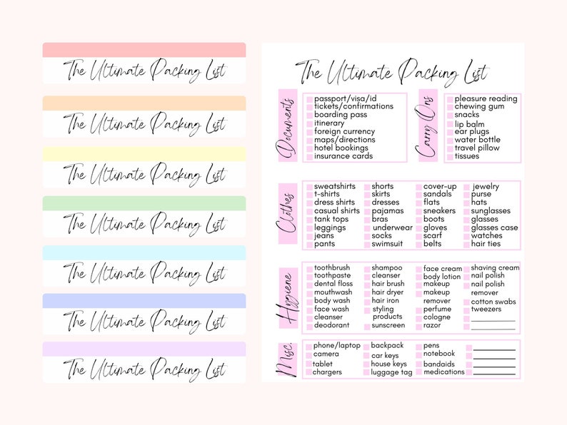 The Ultimate Packing List | Printable Packing List | A4 and Us Letter ...