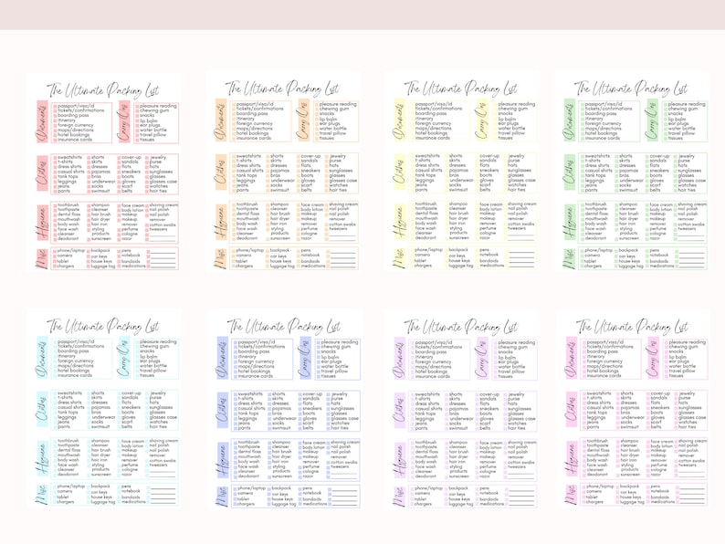 The Ultimate Packing List | Printable Packing List | A4 and Us Letter ...