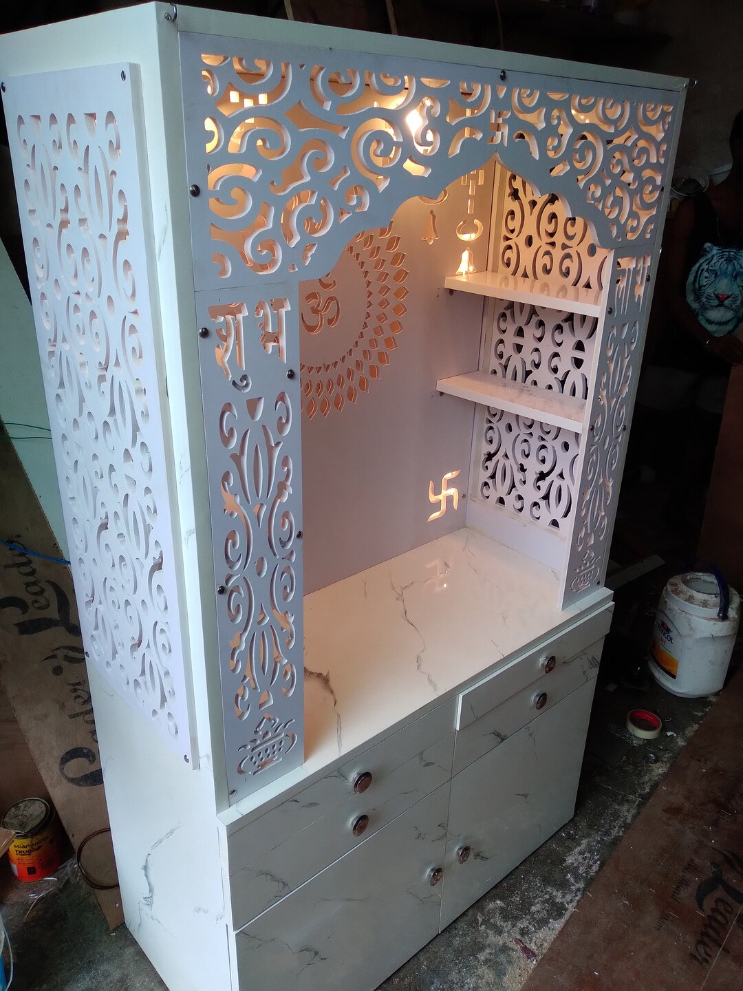 Wooden Temple With Customize LED Light for Home and Office Home Temple ...