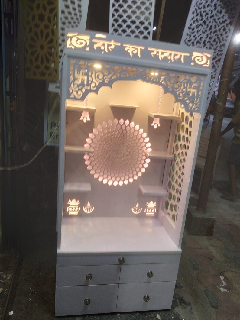 Wooden Temple With Customize LED Light for Home and Office Home Temple ...