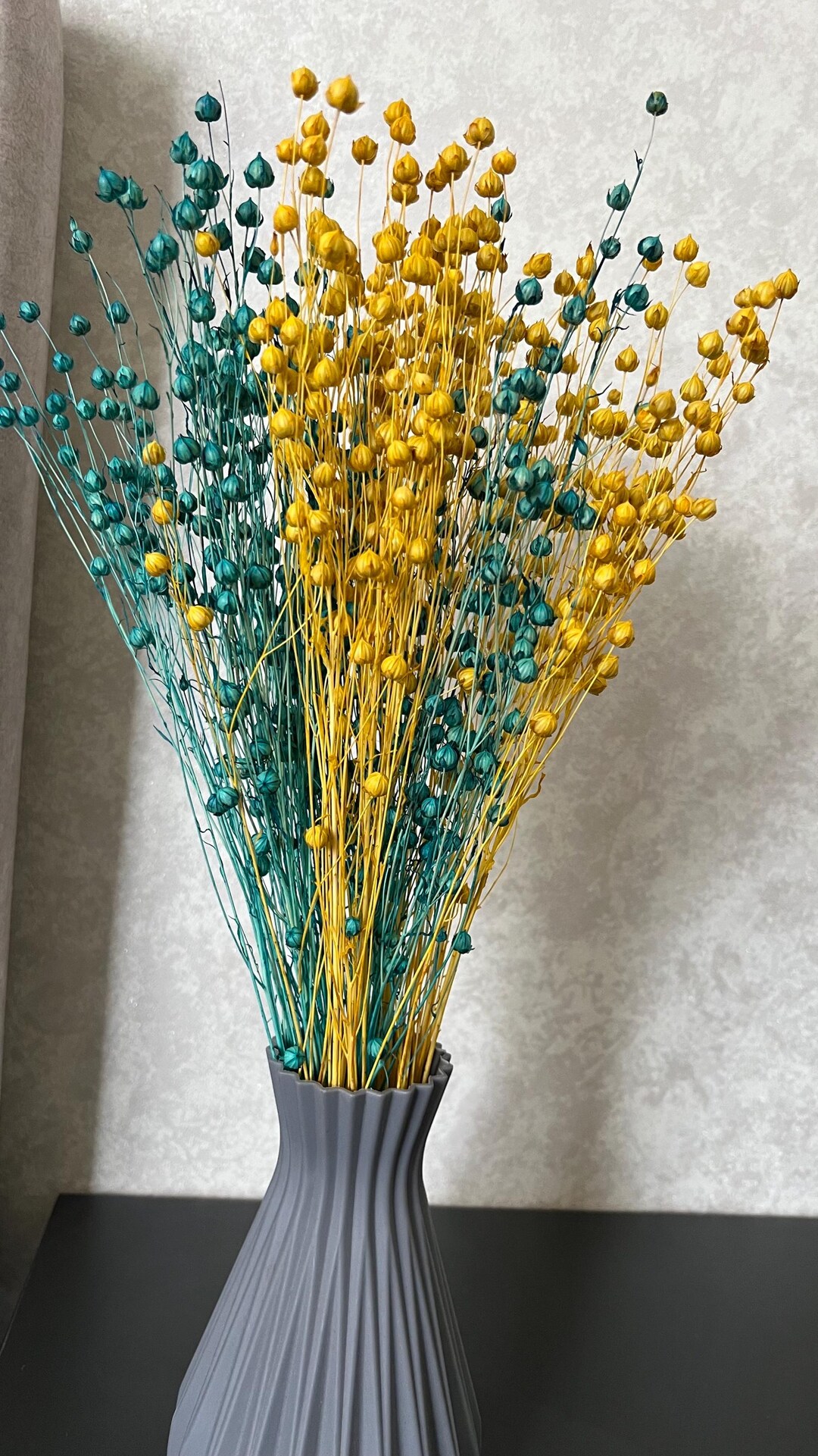 Dried Blue-yellow Linum Bundle: Natural Flax Bouquet (25 Stems) - Etsy