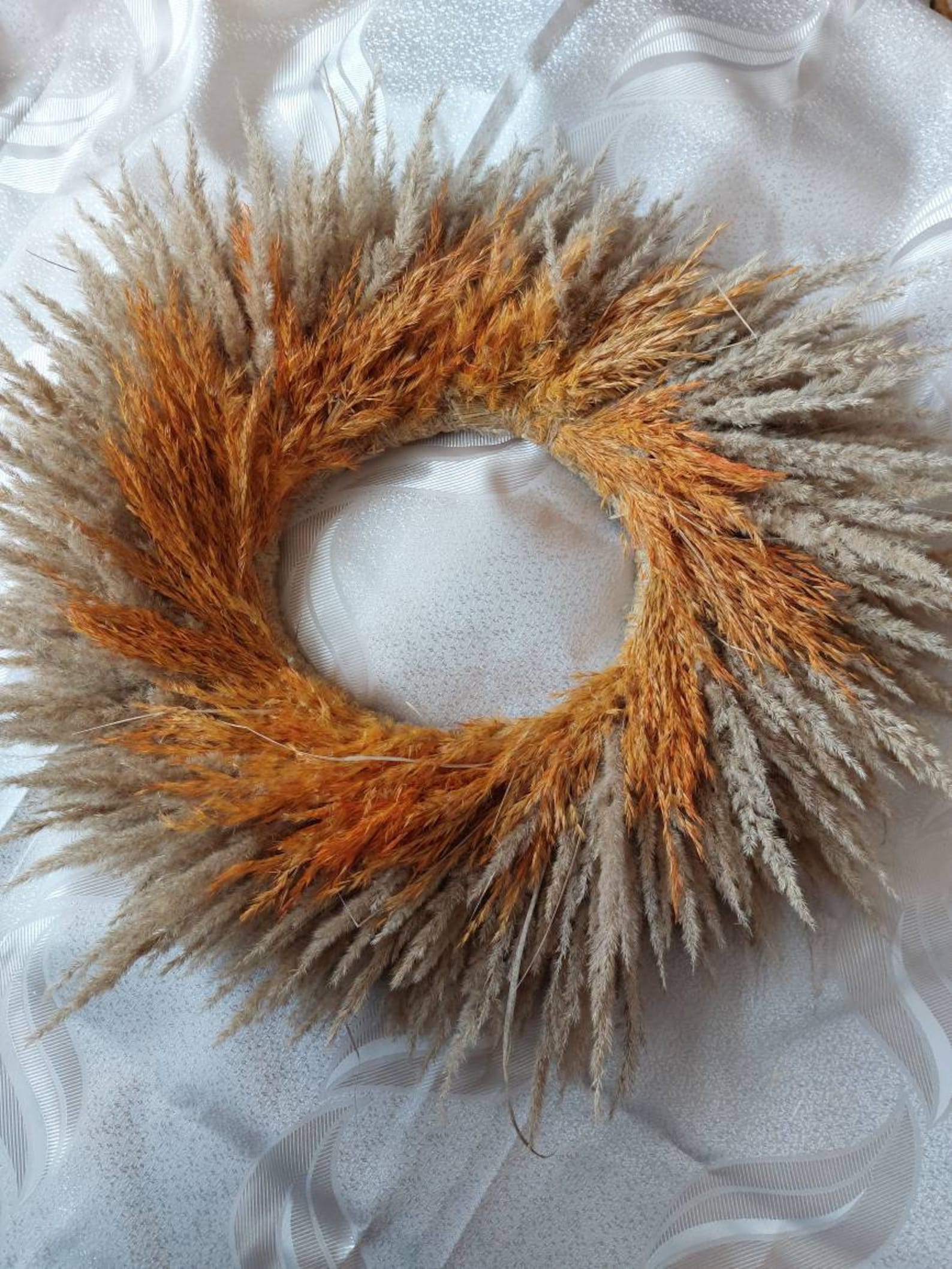 Pampas Grass Wreath, Dried Flower Wreath, Fall Front Door Wreath ...