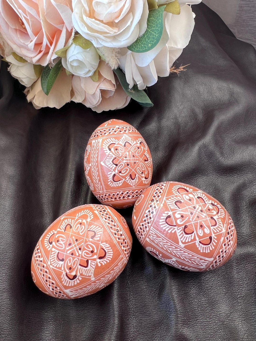 Set of 3 Hand Painted Wooden Pysanky Easter Eggs, Ukrainian Decor - Etsy