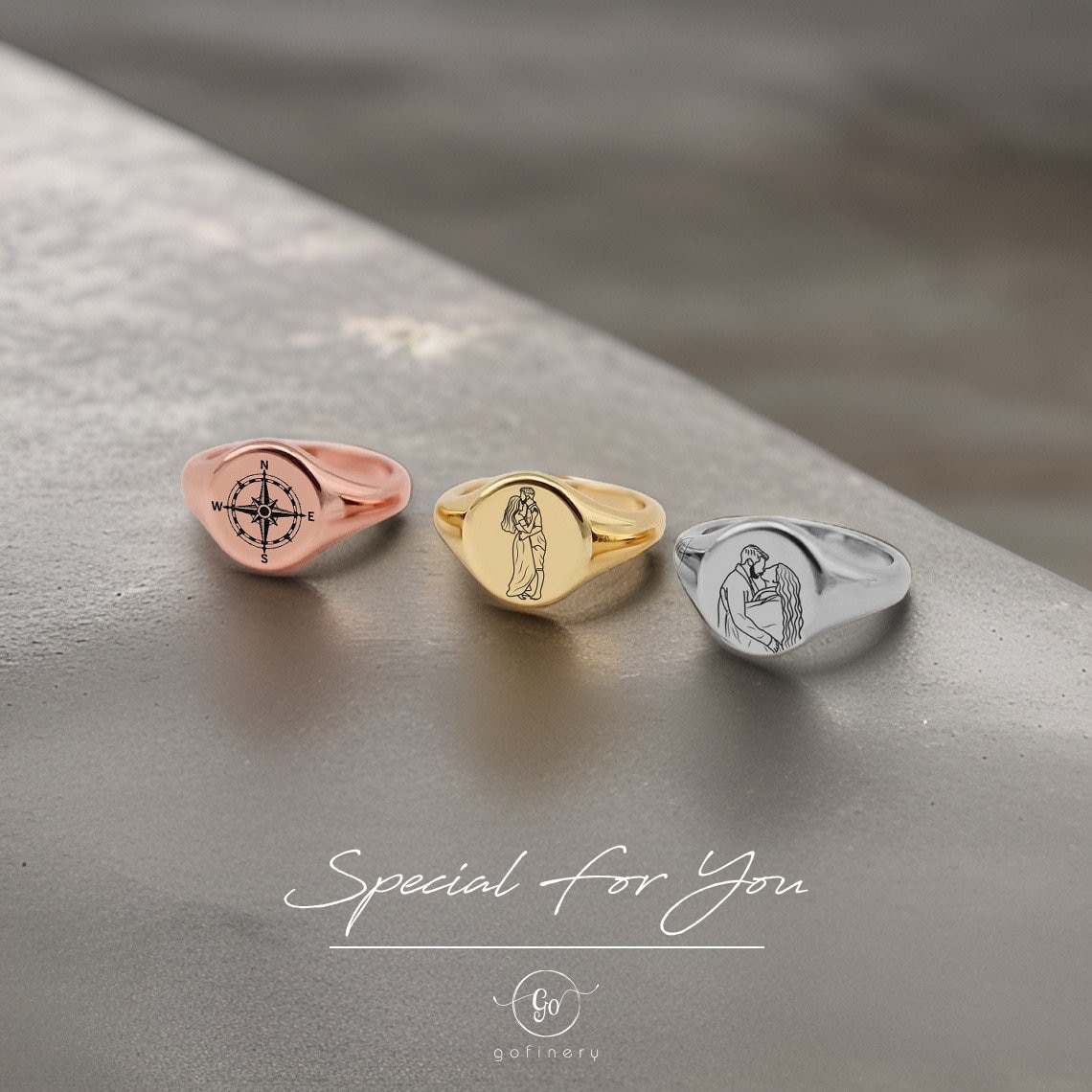 Custom Portrait Signet Ring • 925 Sterling Silver Ring - Etsy
