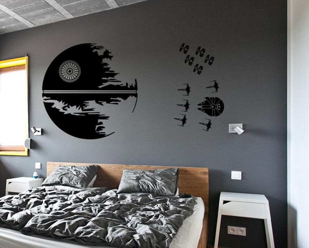 Death Star Wall Decal Star Wars Endor Battle X Wing Battle Decor X Wing ...