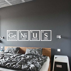 Genius Sign Wall Decal Vinyl Sticker Periodic Table Elements Chemistry ...