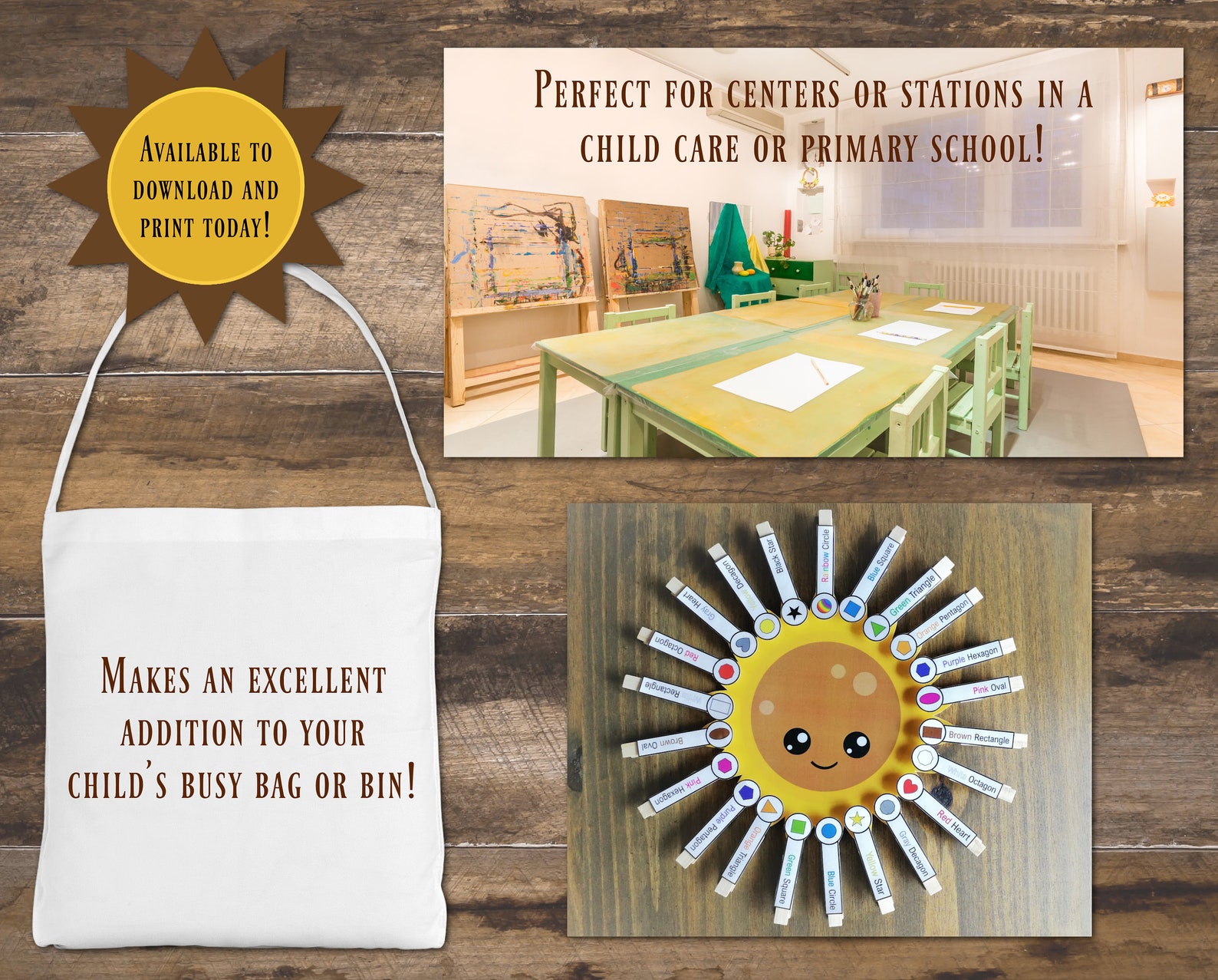 Sunflower Fine Motor Activity Shapes and Colors Printable - Etsy