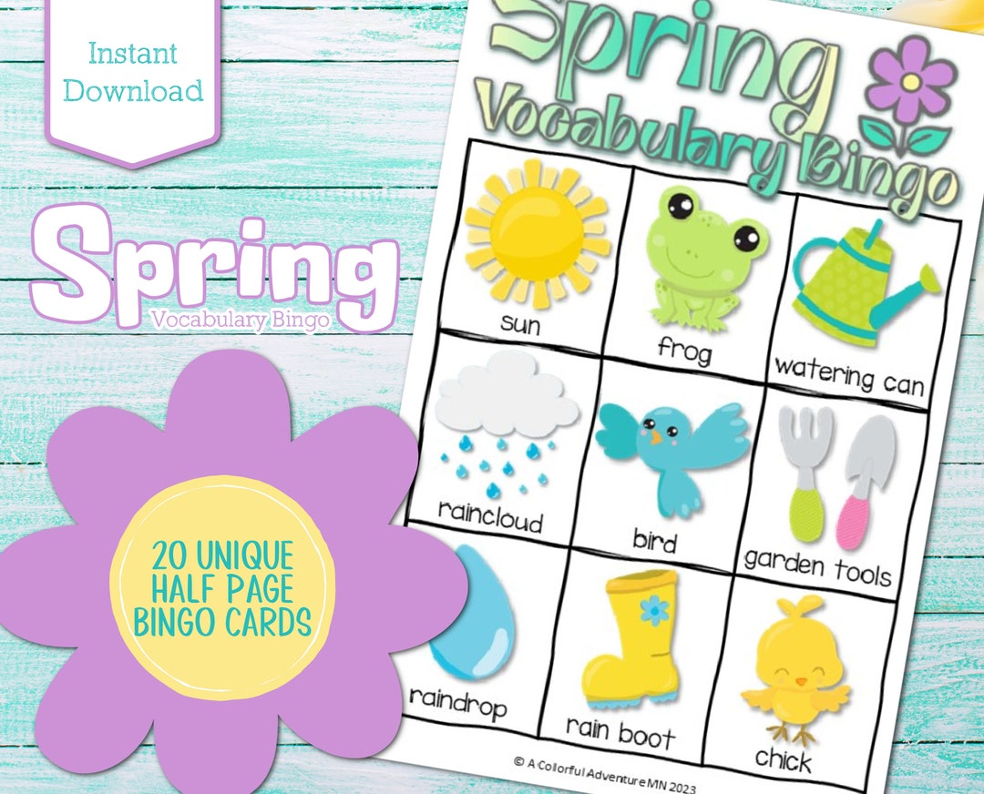 Spring Bingo for Kids Spring Preschool Game for Toddlers and - Etsy