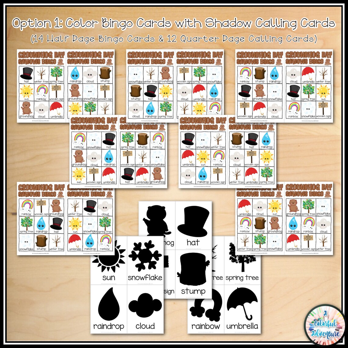 Groundhog Day Shadows Preschool Bingo Printable, Kids Party Game ...