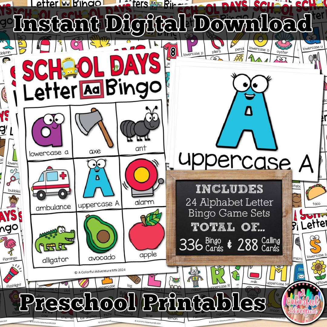 Letter of the Week Preschool Bingo: 24 Alphabet & Phonics Games ...