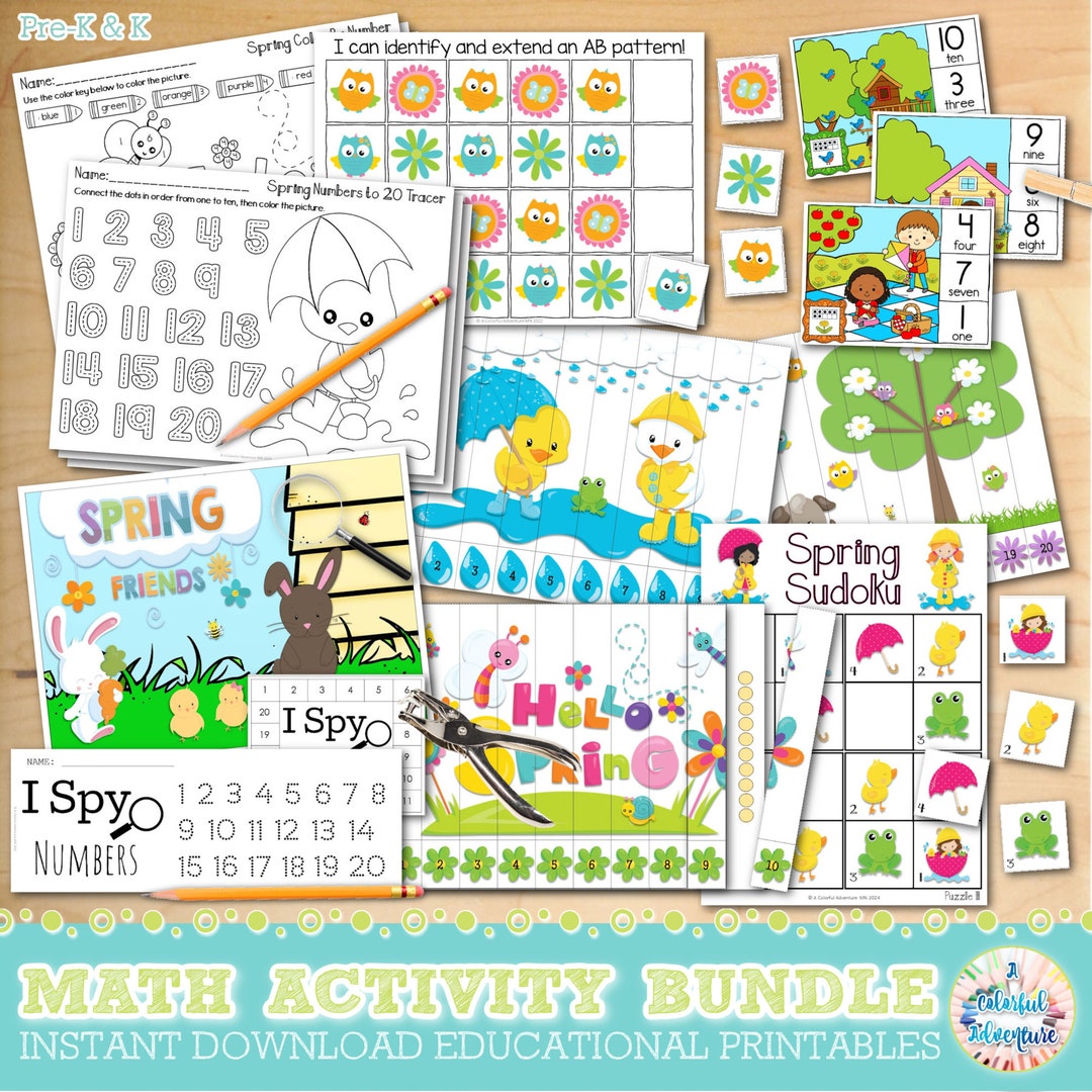Spring Printables for Kids Interactive Educational Spring Preschool, Pre-k, and Kindergarten ...