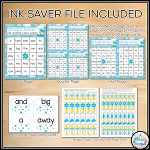 Spring Sight Word Printable Bingo Game for Kids, Sight Word Practice ...