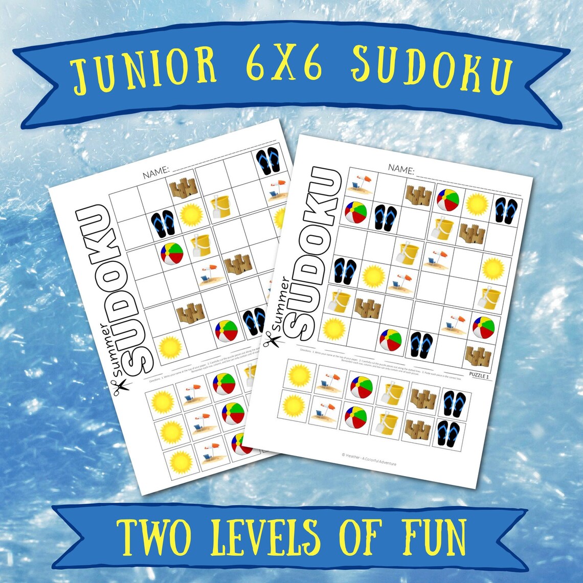 Sudoku For Kids 6x6 Summer Fun Beach Printable | Etsy