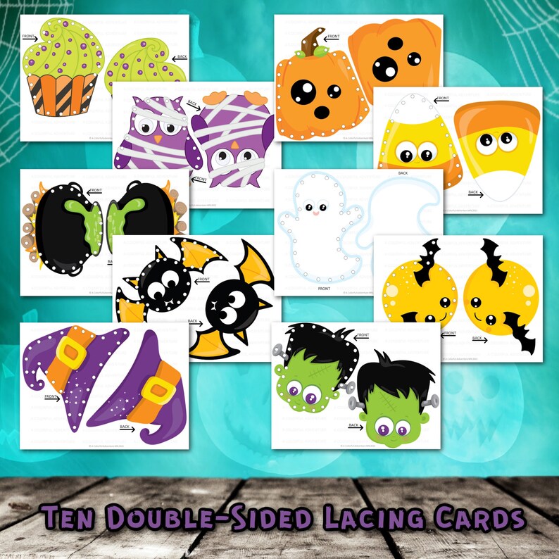 Halloween Lacing Cards, Halloween Sewing Cards, Fine Motor Activity ...