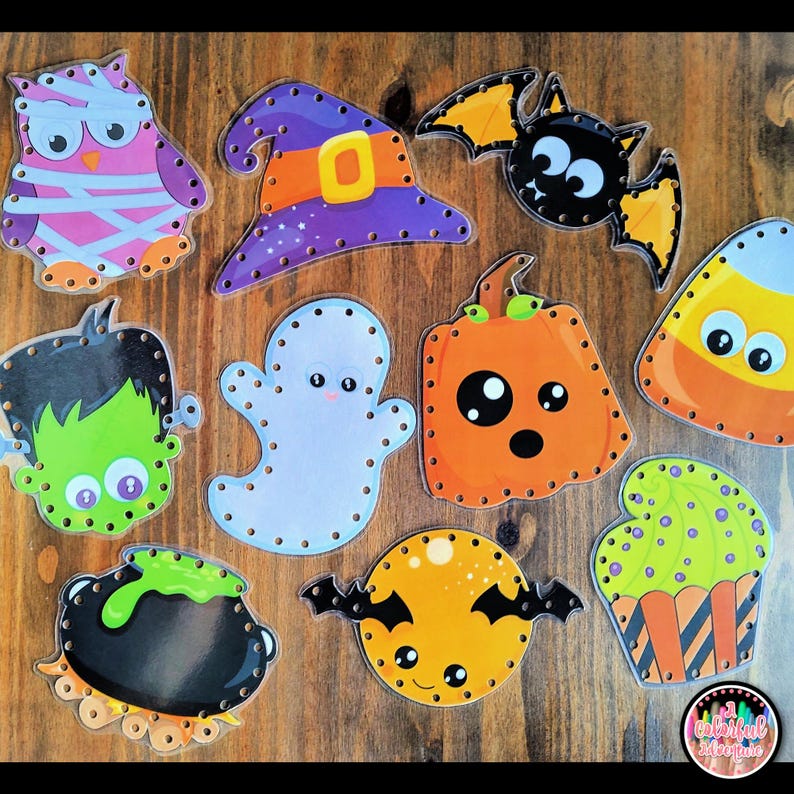 Halloween Lacing Cards: Fine Motor Skills Activity Includes 10 Double ...