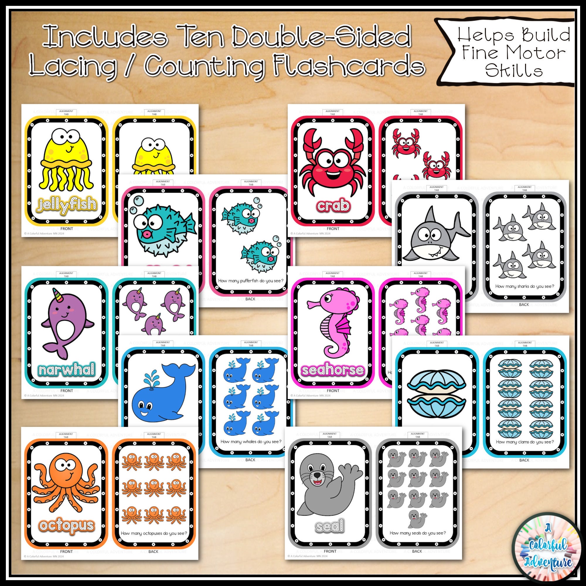Under the Sea Lacing Cards, Fine Motor Activity, Preschool Centers ...