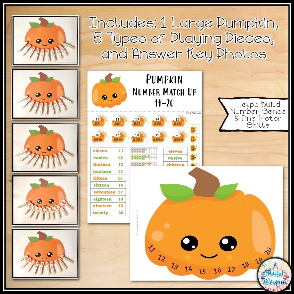 Fall Preschool Printable Number Sense Pumpkin 11-20, Fine Motor ...