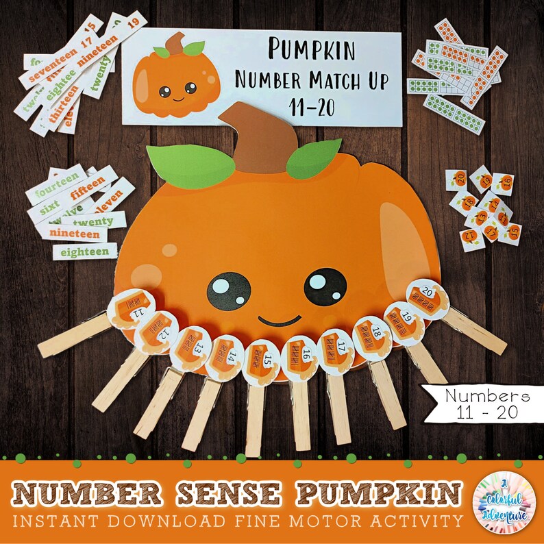 Fall Preschool Printable Number Sense Pumpkin 11-20, Fine Motor ...
