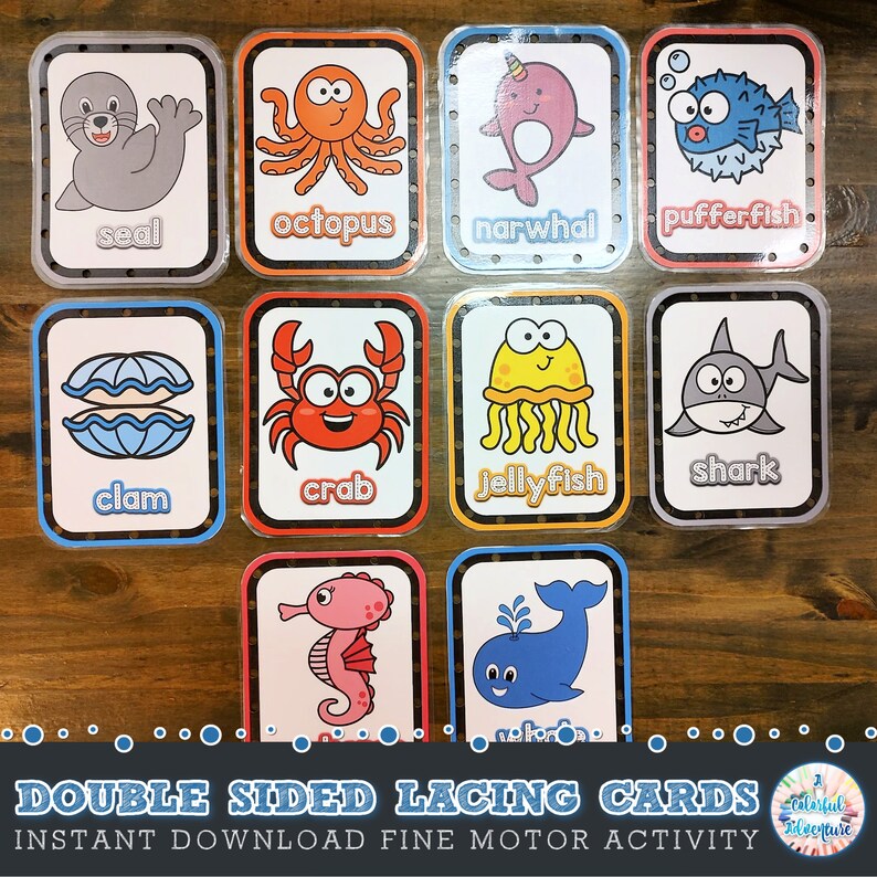 Under the Sea Lacing Cards, Fine Motor Activity, Preschool Centers ...
