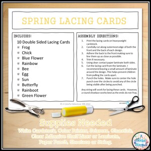 Spring Lacing Cards, Fine Motor Activity, Preschool Centers, Preschool ...
