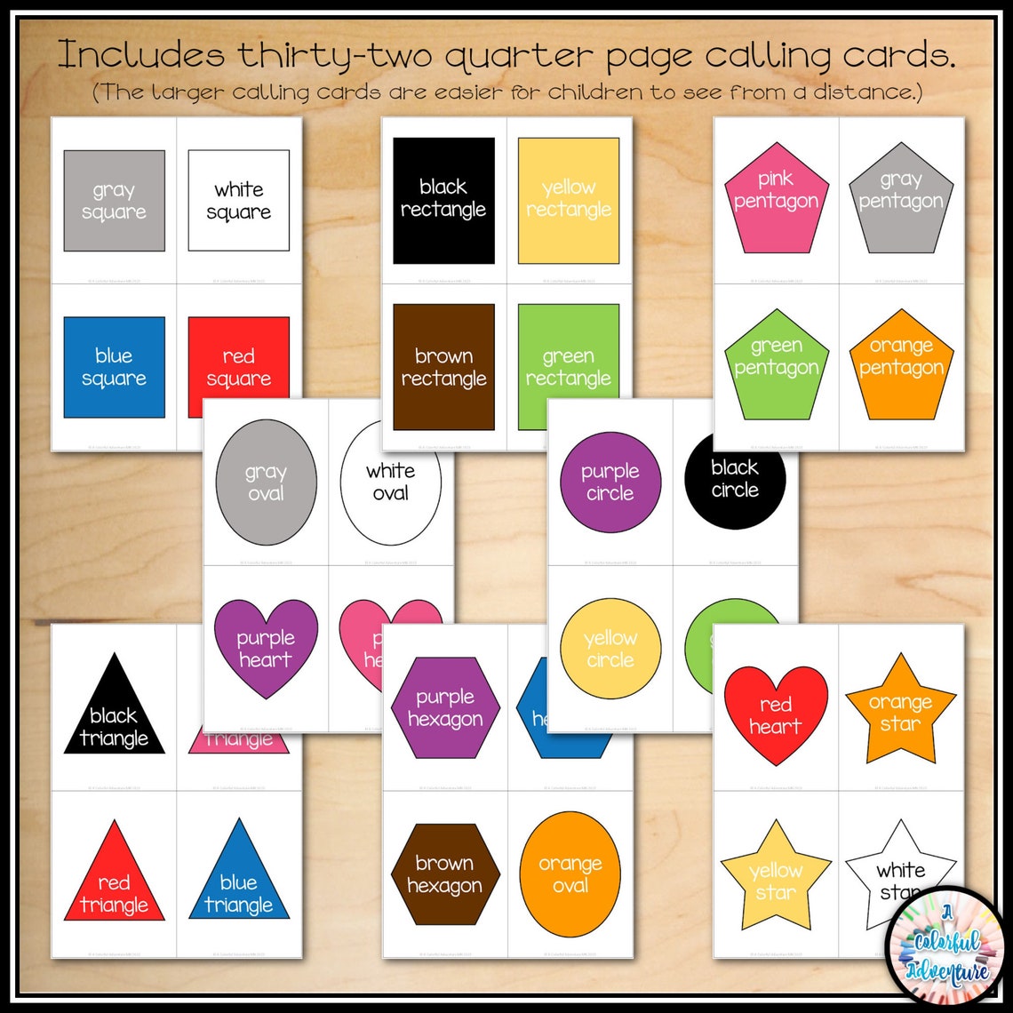 Shapes and Colors 3x3 Preschool Bingo Printable, Kids Party Game, 2D ...