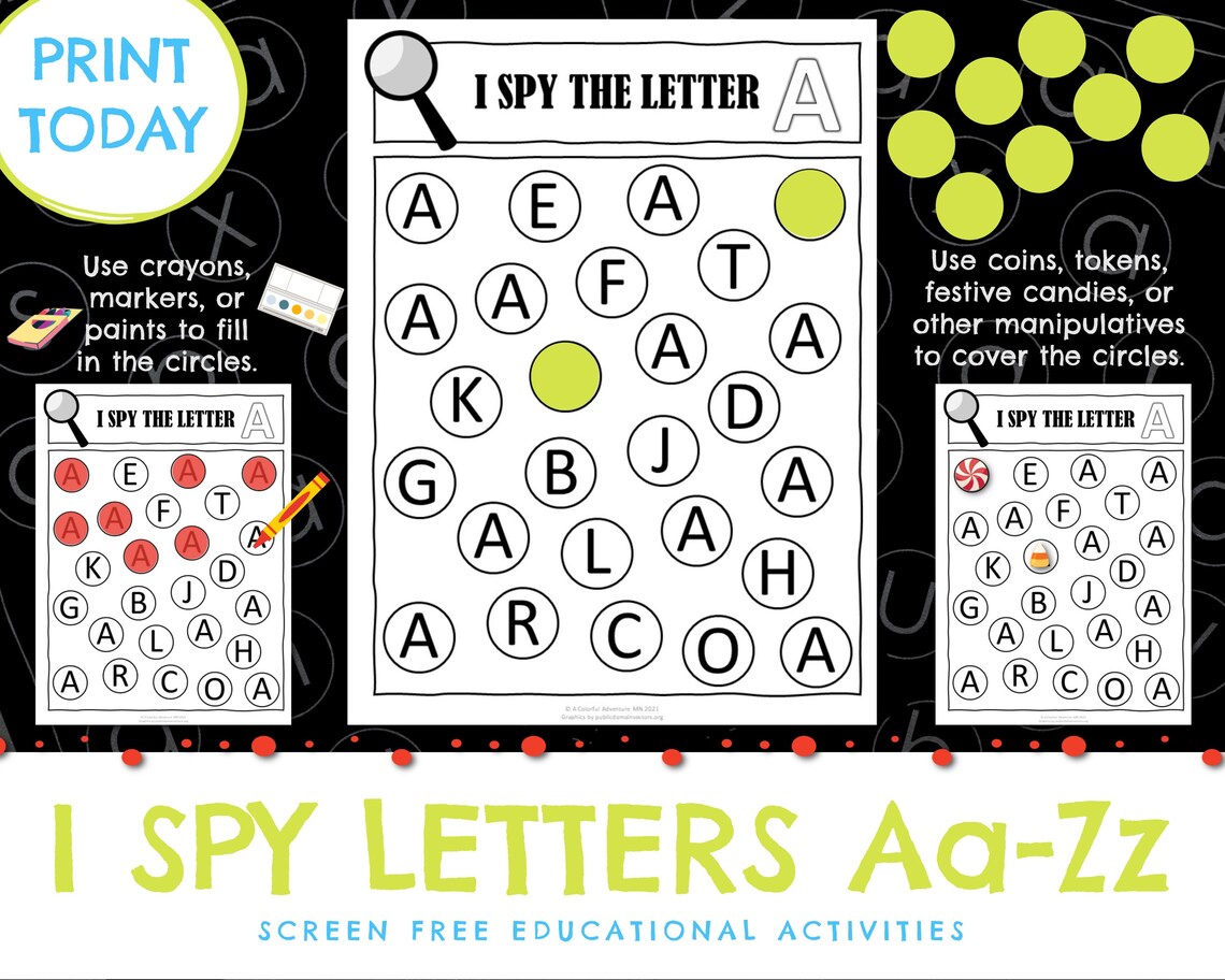 Alphabet I Spy Educational Printable Letter Recognition | Etsy