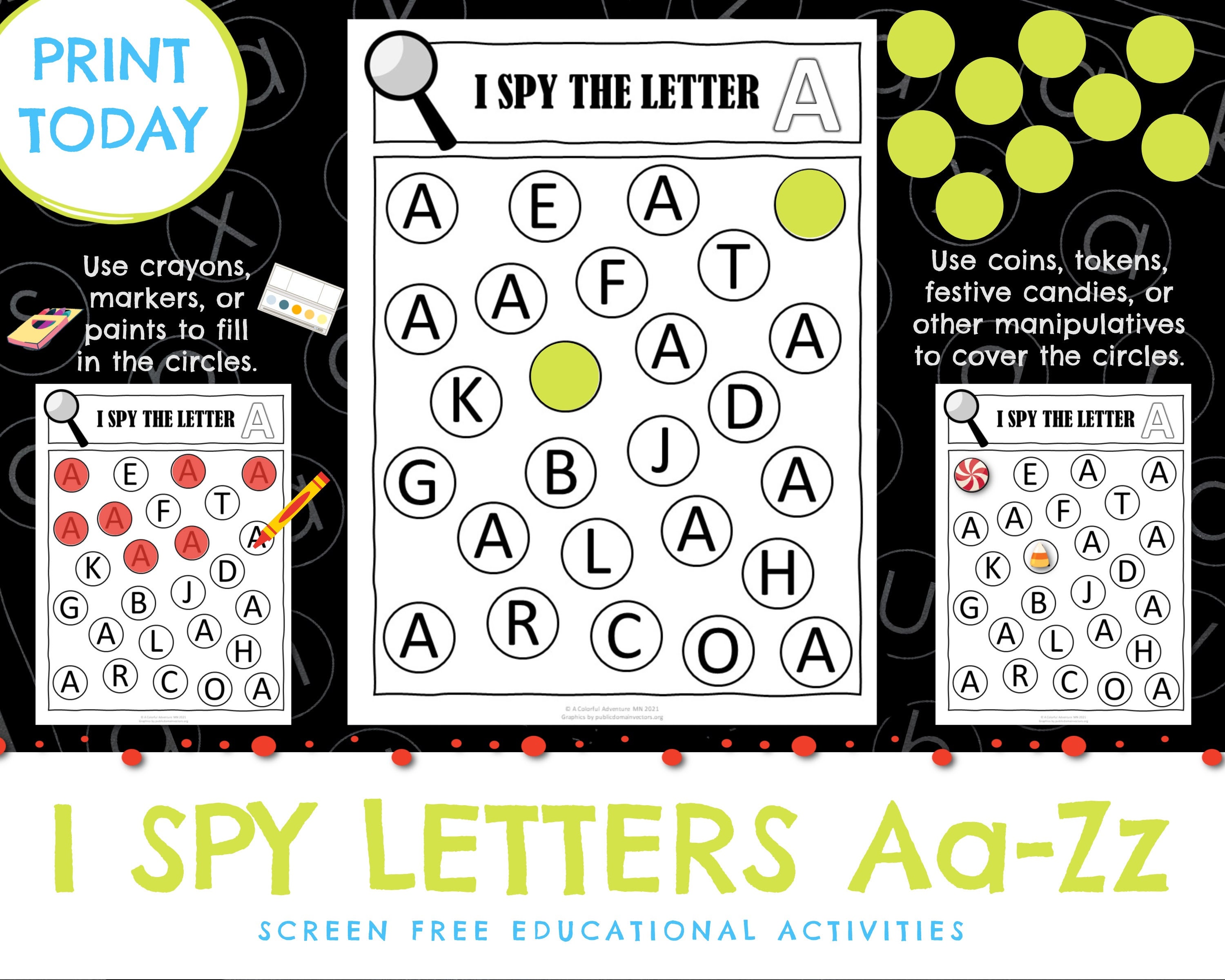 Alphabet I Spy Educational Printable Letter Recognition | Etsy Canada