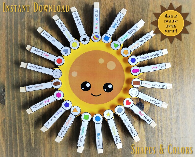 Sunflower Fine Motor Activity Shapes and Colors Printable - Etsy