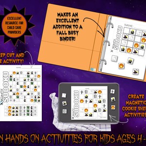 Halloween Sudoku Printables for Kids Childcare Set 4x4 - Etsy