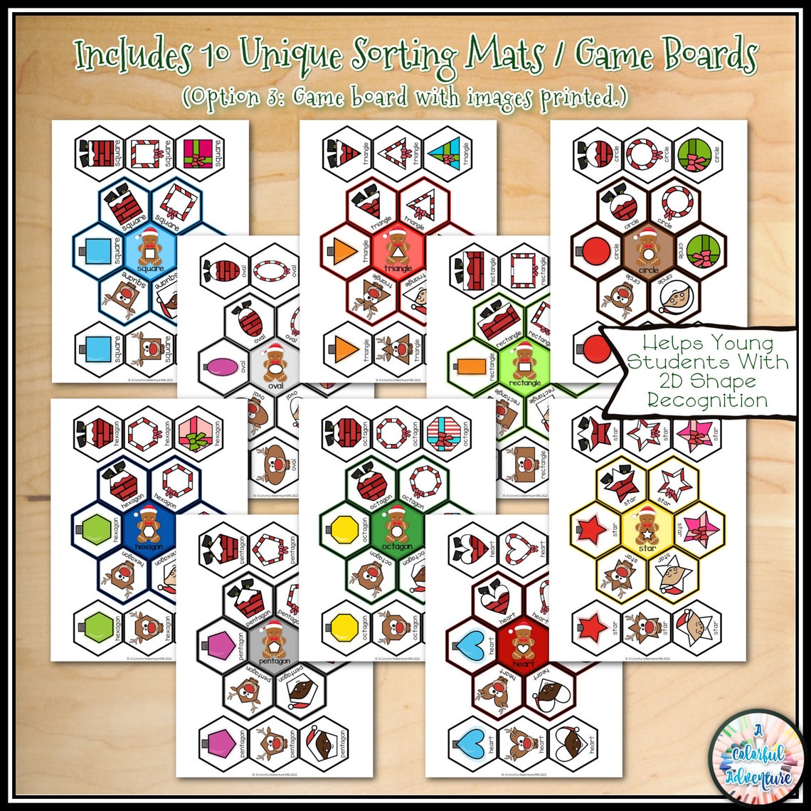 Christmas Preschool Printable Shapes Sorting Activity and Game, 2D ...