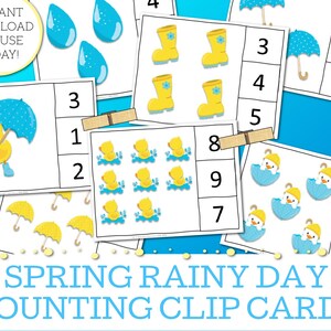 Rainy Day Counting Clip Cards Counting 1-20 Fine Motor | Etsy