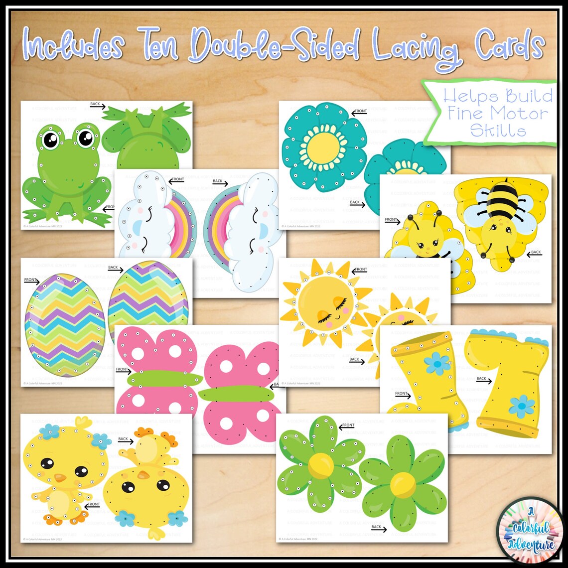 Spring Lacing Cards, Fine Motor Activity, Preschool Centers, Preschool ...