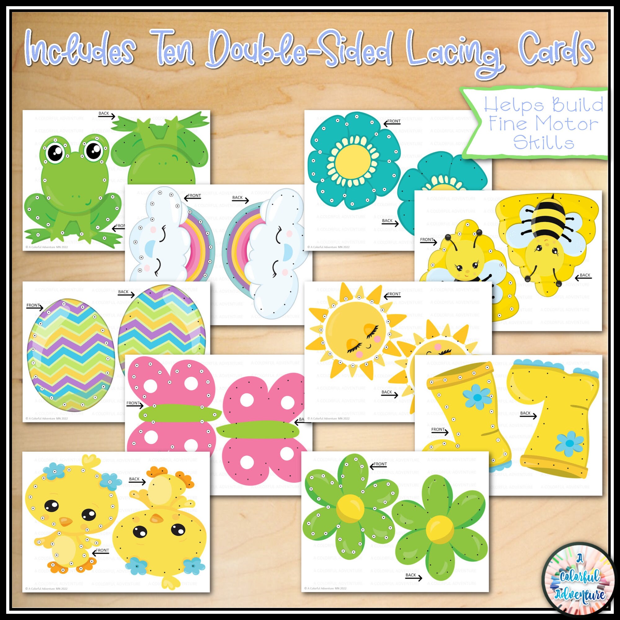 Spring Lacing Cards, Fine Motor Activity, Preschool Centers, Preschool ...
