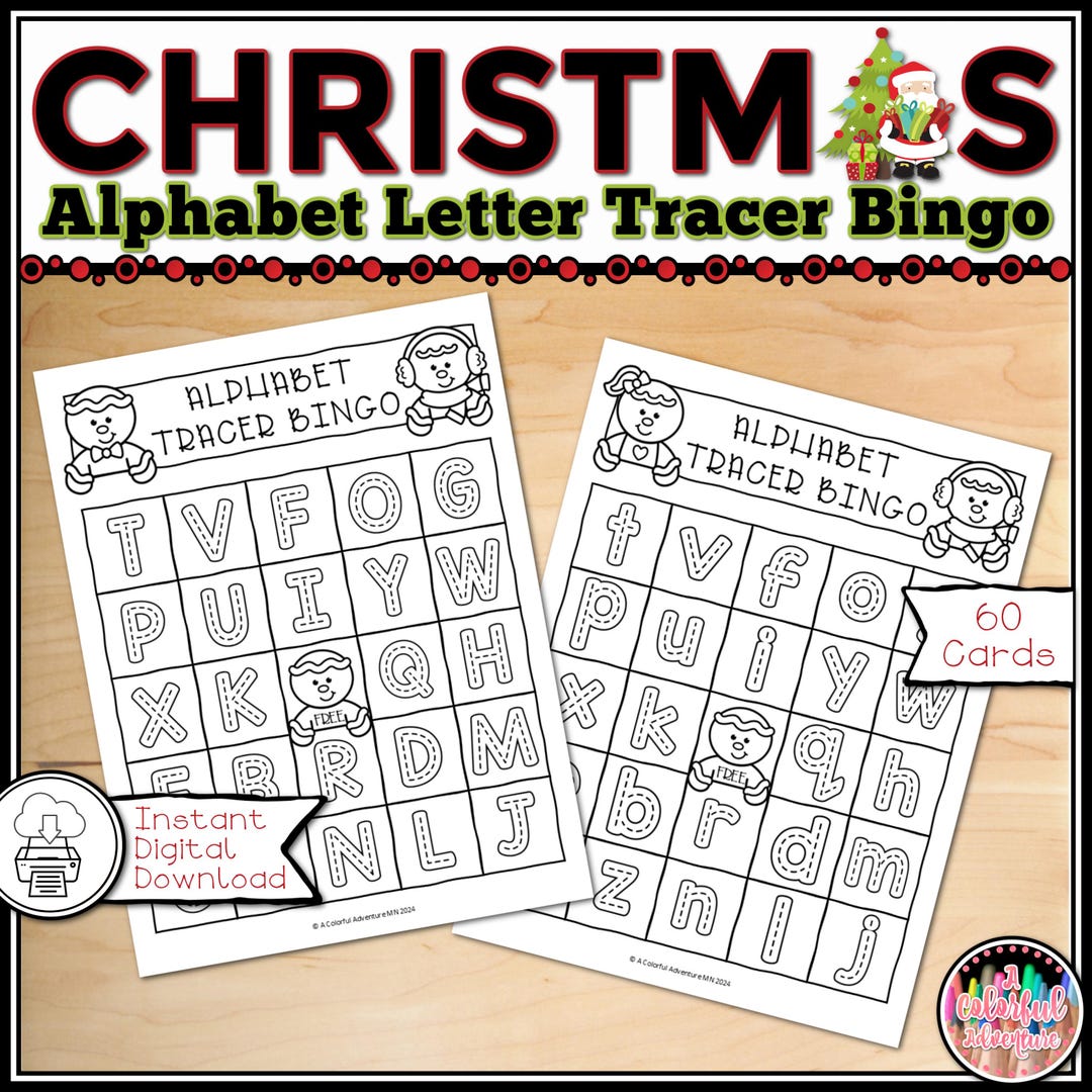 Gingerbread Alphabet Tracer Bingo, Christmas Bingo Game for Kids ...