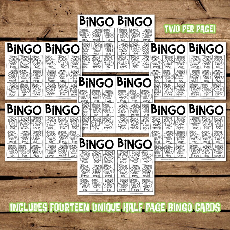 Numbers 3x3 Printable Preschool Bingo Game Woodland Owls - Etsy