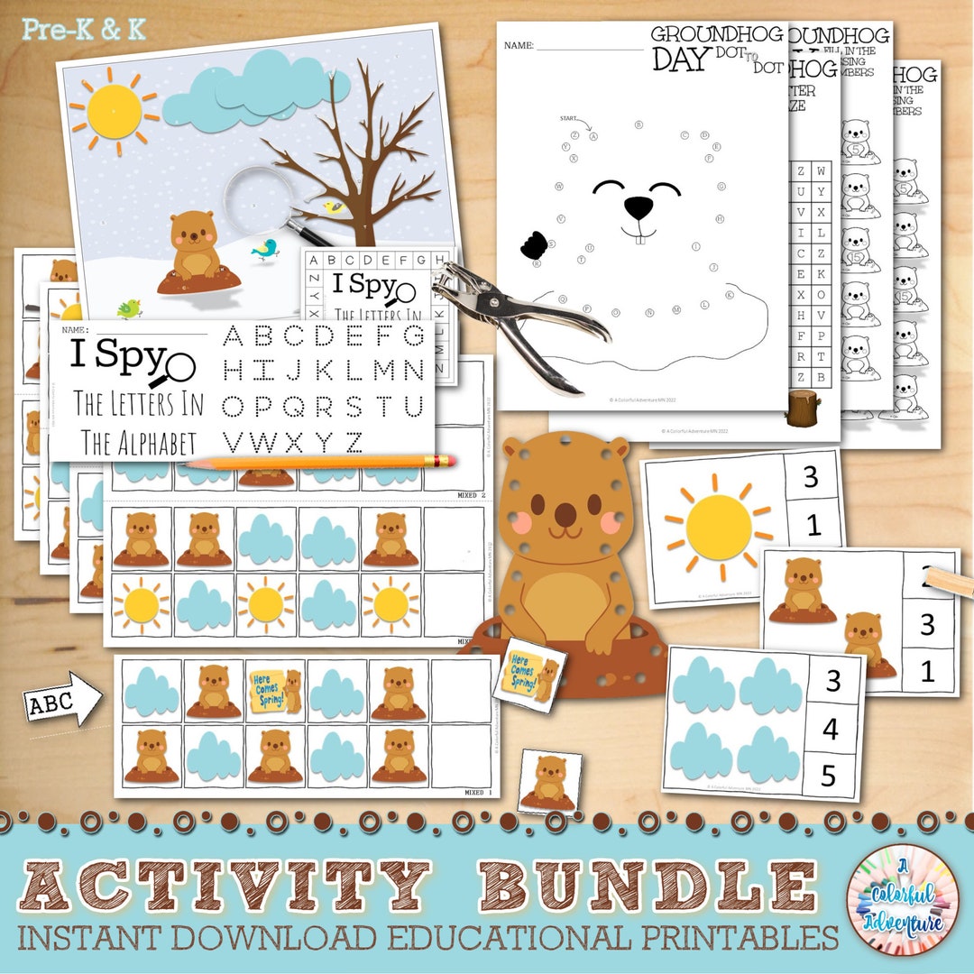 Groundhog Day Activity Bundle: Preschool & Kindergarten Printables ...