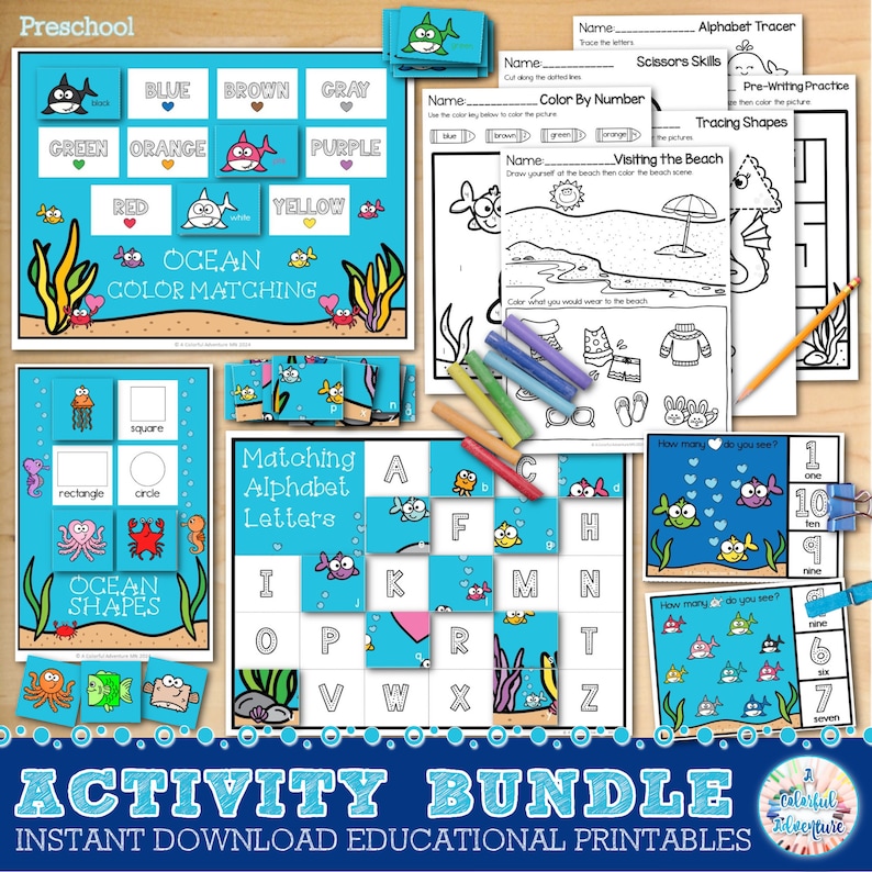 Under the Sea Ocean Themed Preschool Printable Activities for Kids ...
