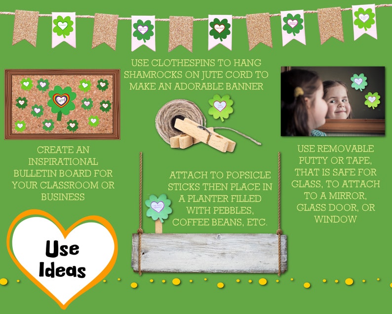 St. Patrick's Day Printable Decor, Shamrock Positive Affirmations ...