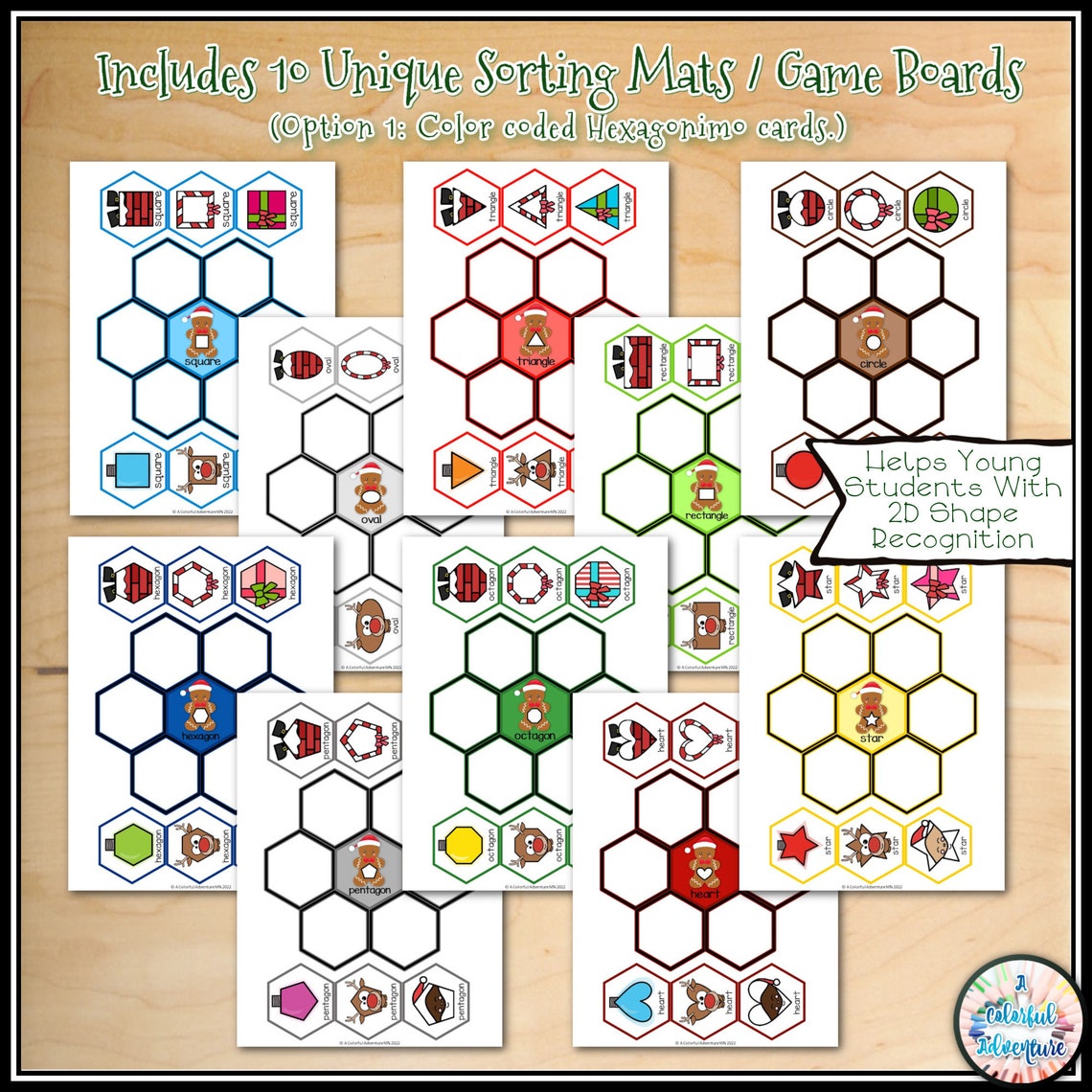 Christmas Preschool Printable Shapes Sorting Activity and Game, 2D ...