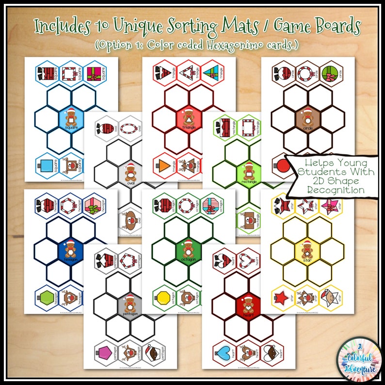 Christmas Preschool Printable Shapes Sorting Activity and Game, 2D ...