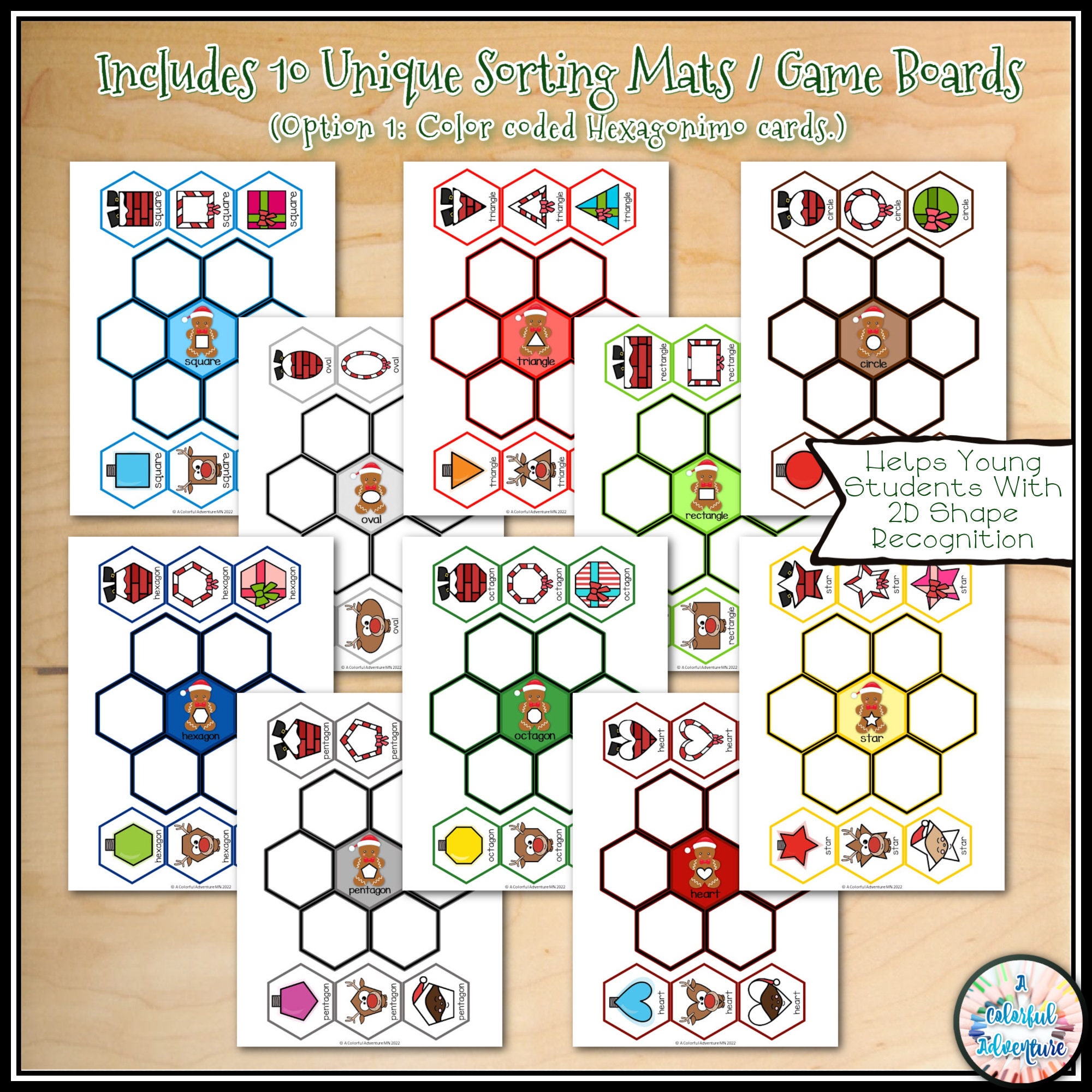 Christmas Preschool Printable Shapes Sorting Activity and Game, 2D ...