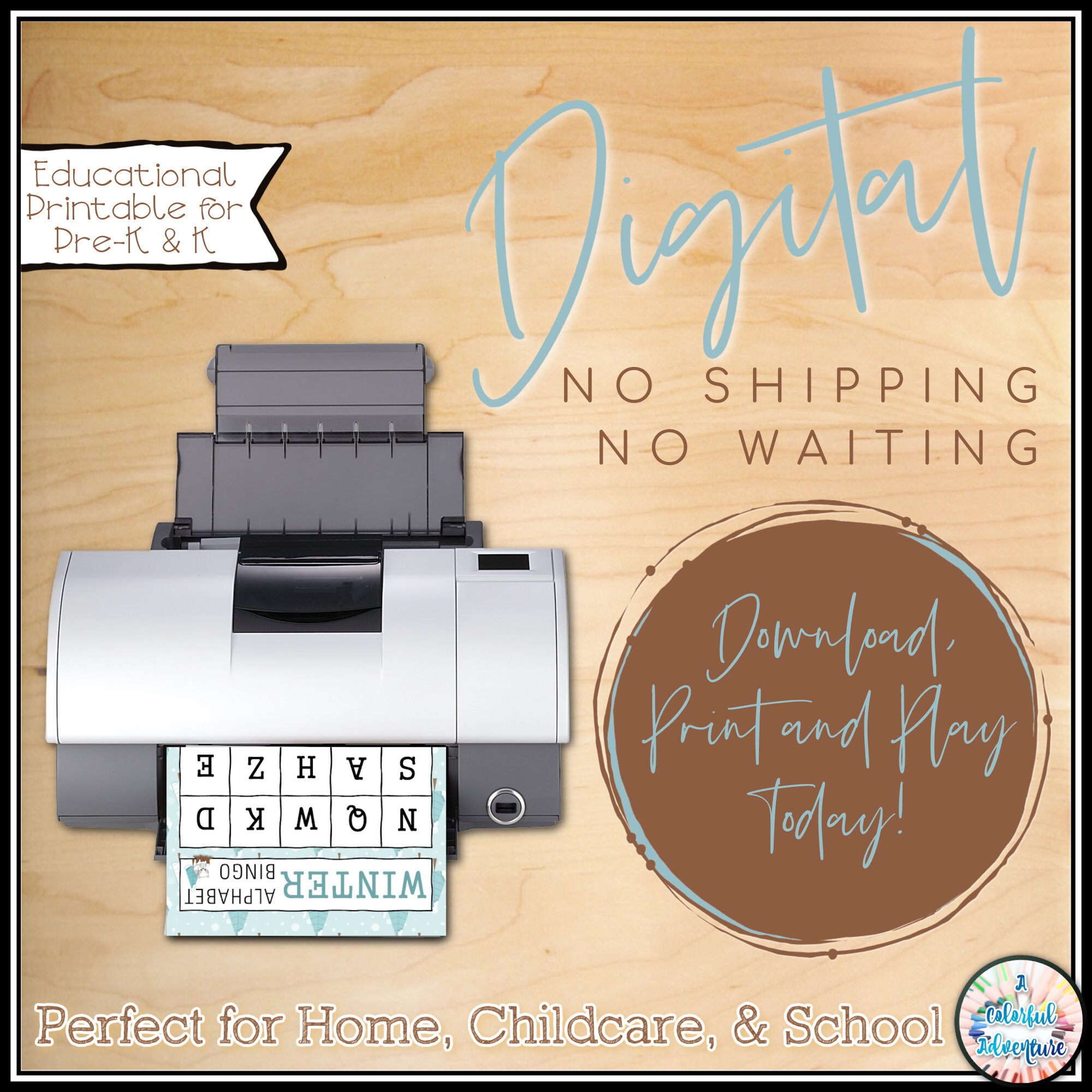 Winter Printable Alphabet Bingo Game for Kids, Learning to Recognize ...