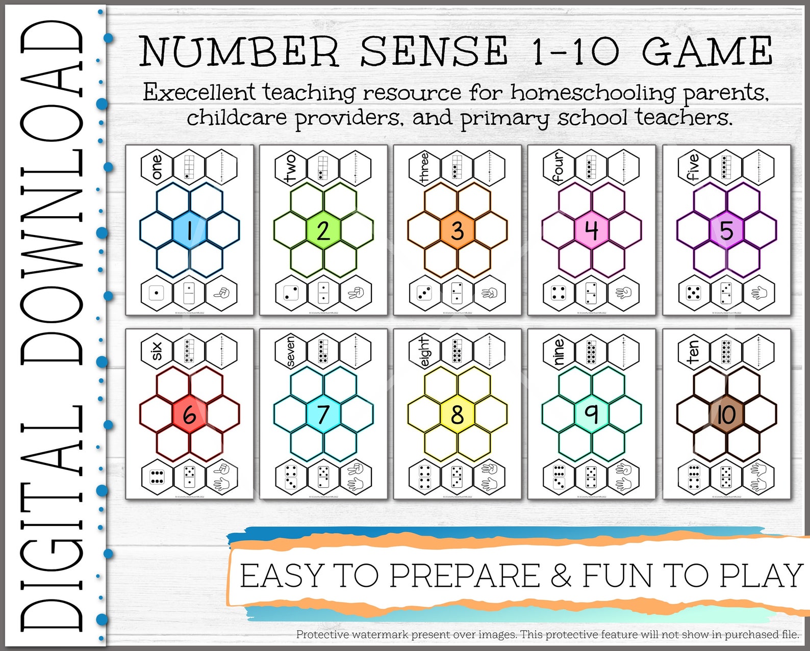Number Sense 1-10 Game Kids Printable Game Preschool Game - Etsy