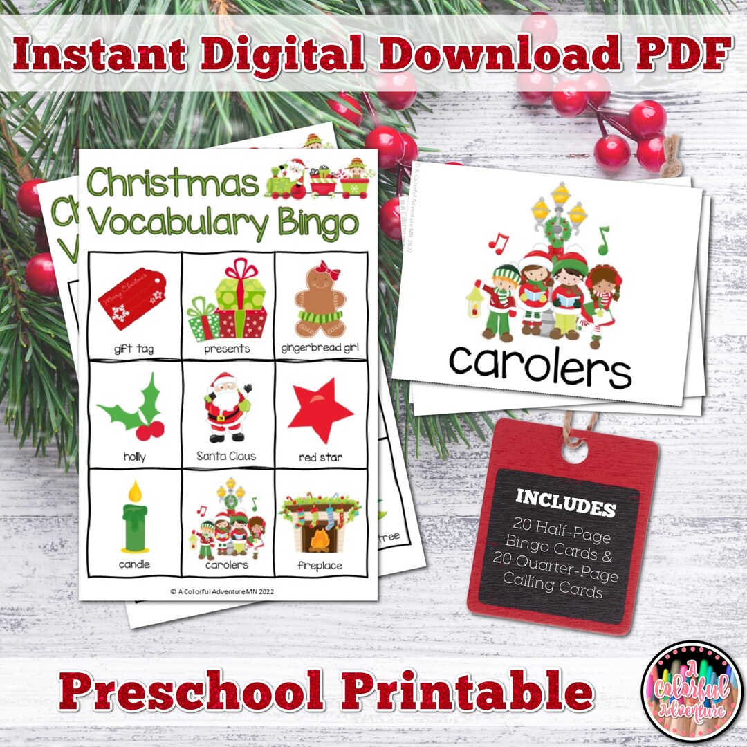 Christmas Bingo Printable: Preschool Vocabulary Game (digital Download ...