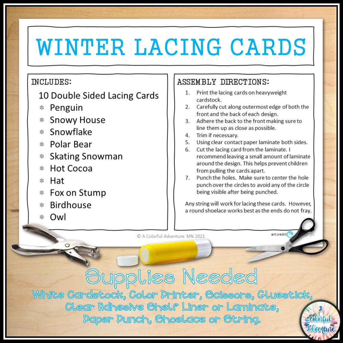 Winter Lacing Cards, Fine Motor Activity, Preschool Centers, Preschool ...