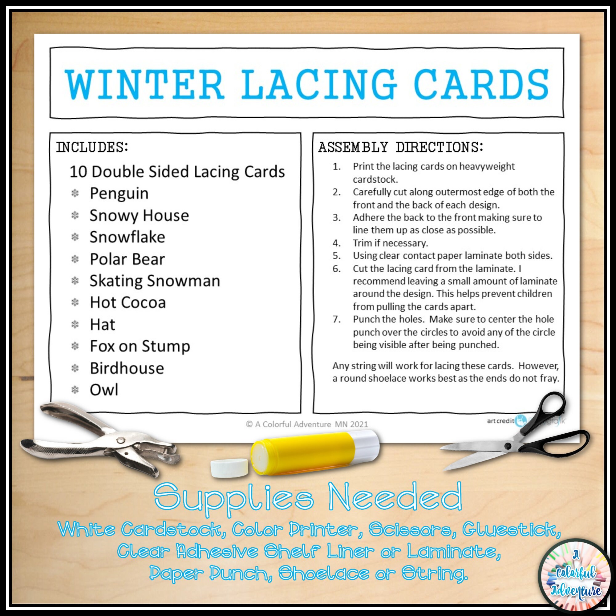 Winter Lacing Cards, Fine Motor Activity, Preschool Centers, Preschool ...