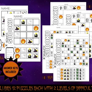 Halloween Sudoku Printables for Kids Childcare Set 4x4 - Etsy