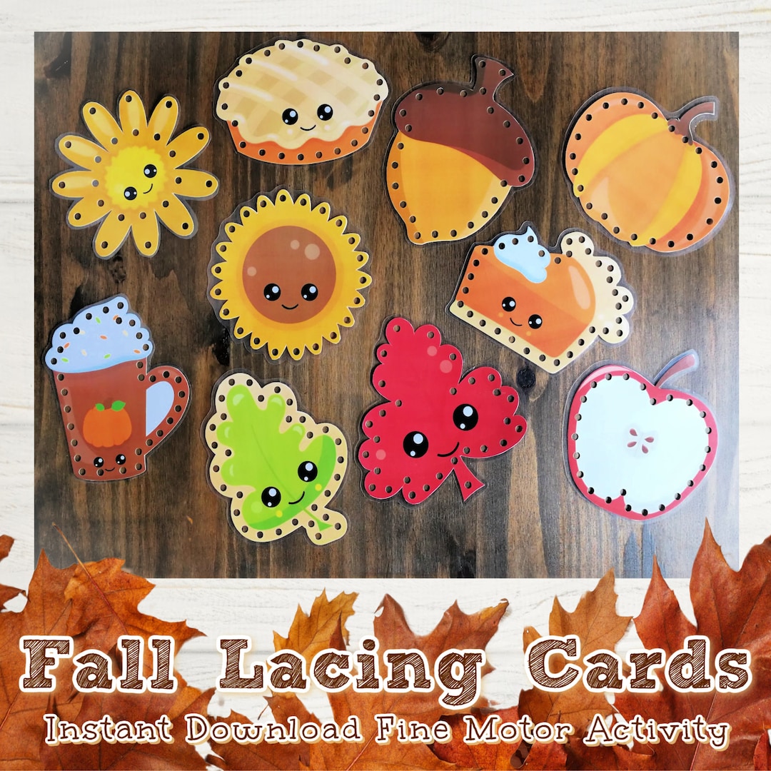 Fall Lacing Cards Printable Sewing Cards Fine Motor - Etsy Australia